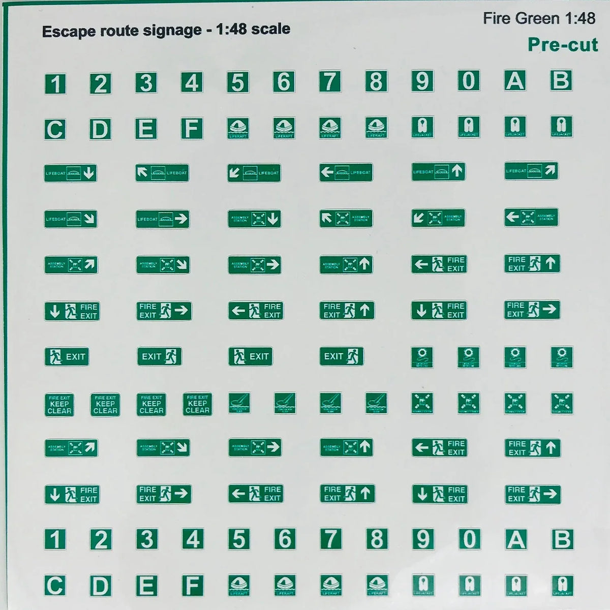 Becc Fire Signage Green 1-48 Scale B-FIREGREEN1.48 – Model Realm