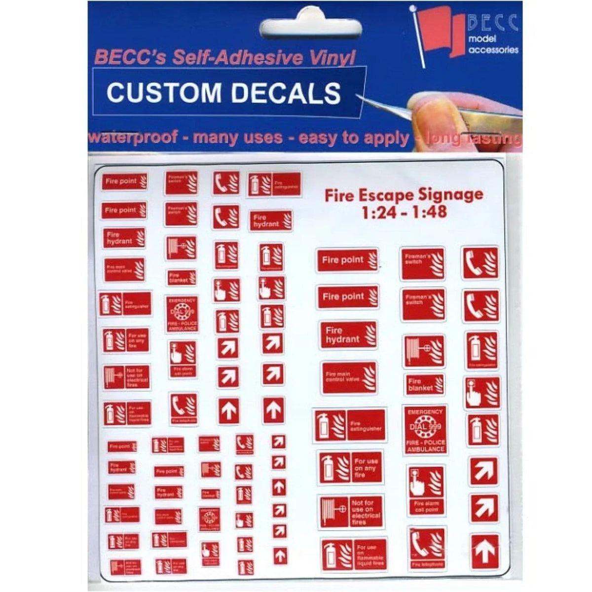 Becc Fire Signage Red Self-Adhesive Decals for Model Safety – Emergency ...