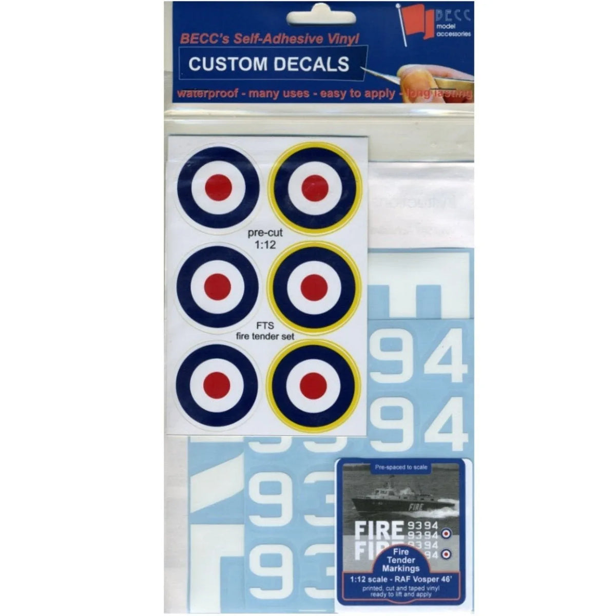 Becc Fire Tender Decal Set 1:12 Scale – Self-Adhesive Markings for ...