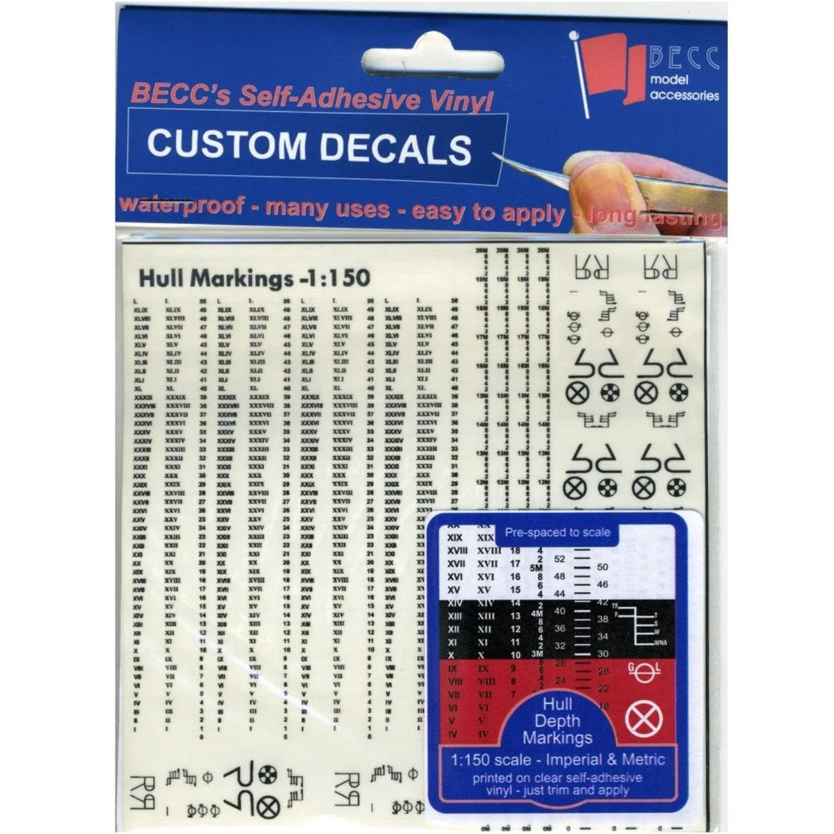 Becc Hull Waterline Markings Black Metric & Imperial 1:150 Scale Model ...