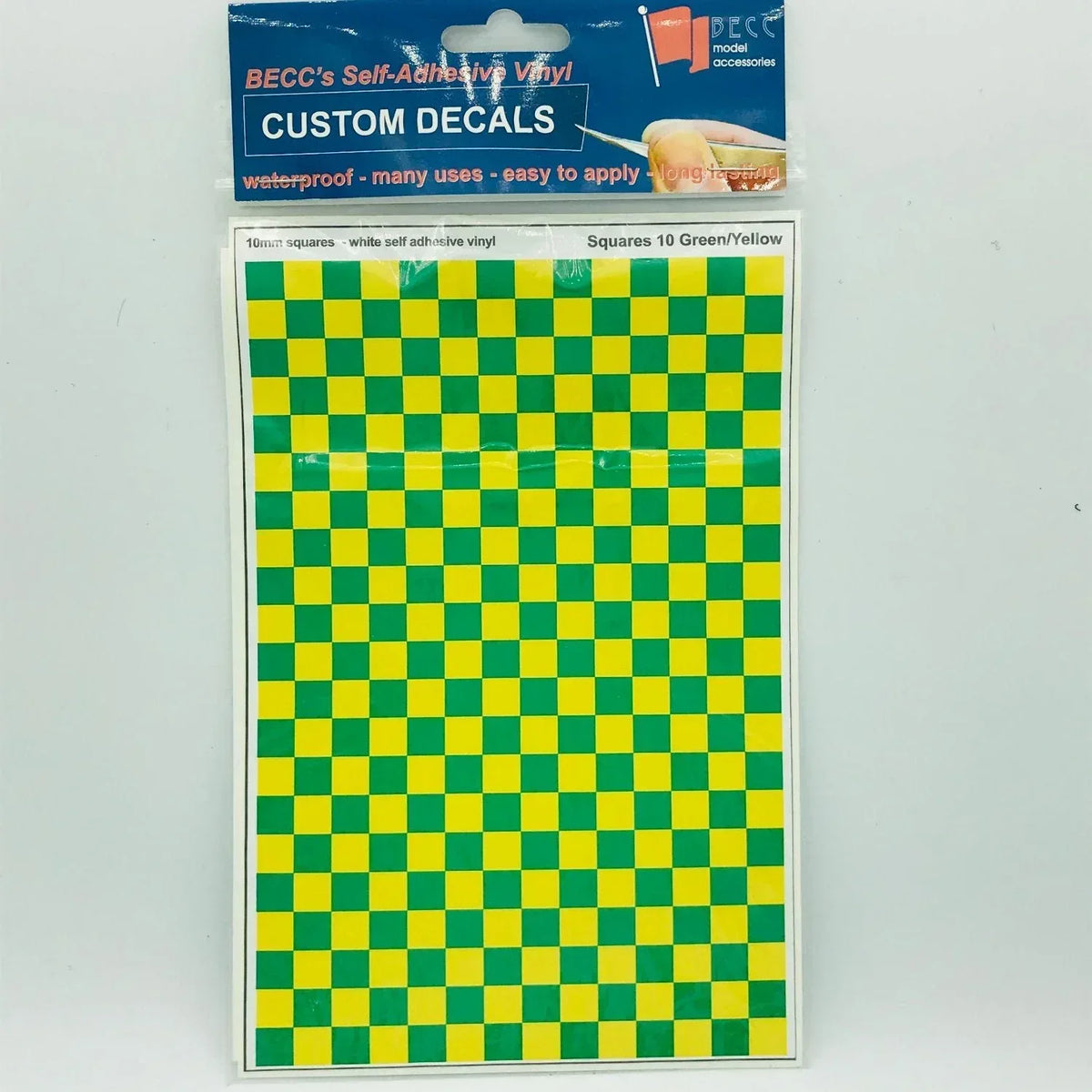 Becc Squares Green & Yellow 10mm Vinyl Self Adhesive Decals – Model Realm